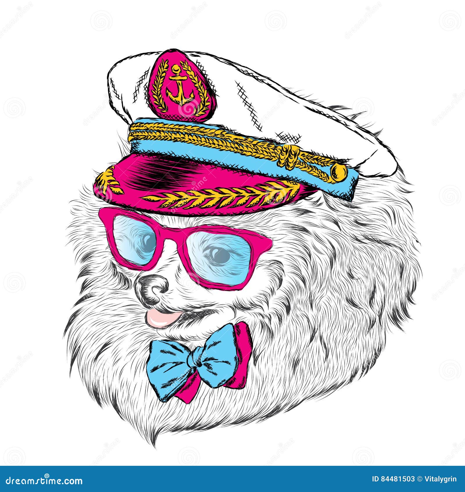 Cute Dog in Captain`s Cap. Vector Illustration Stock Vector ...