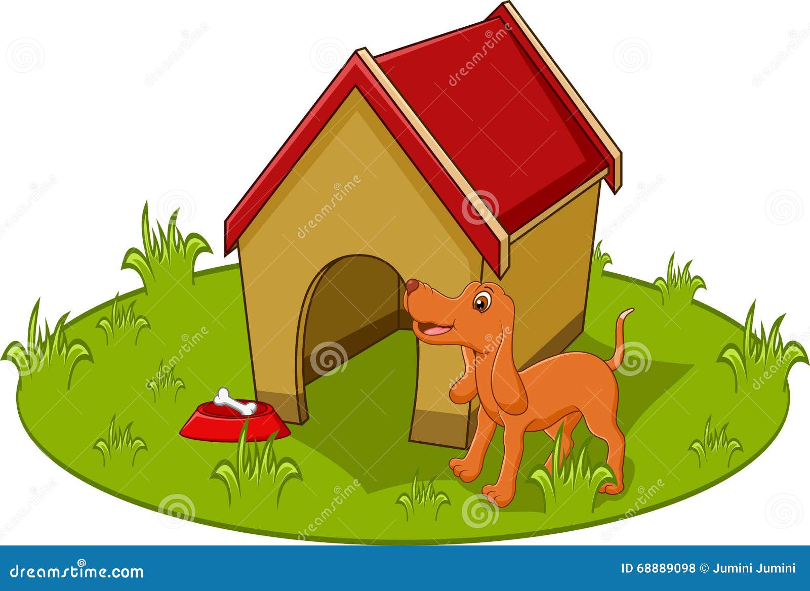 Cute dog cartoon with home stock vector. Illustration of cheerful ...