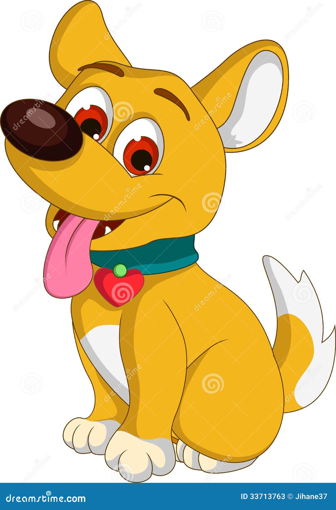 Cute dog cartoon sitting stock illustration. Illustration of drooling ...