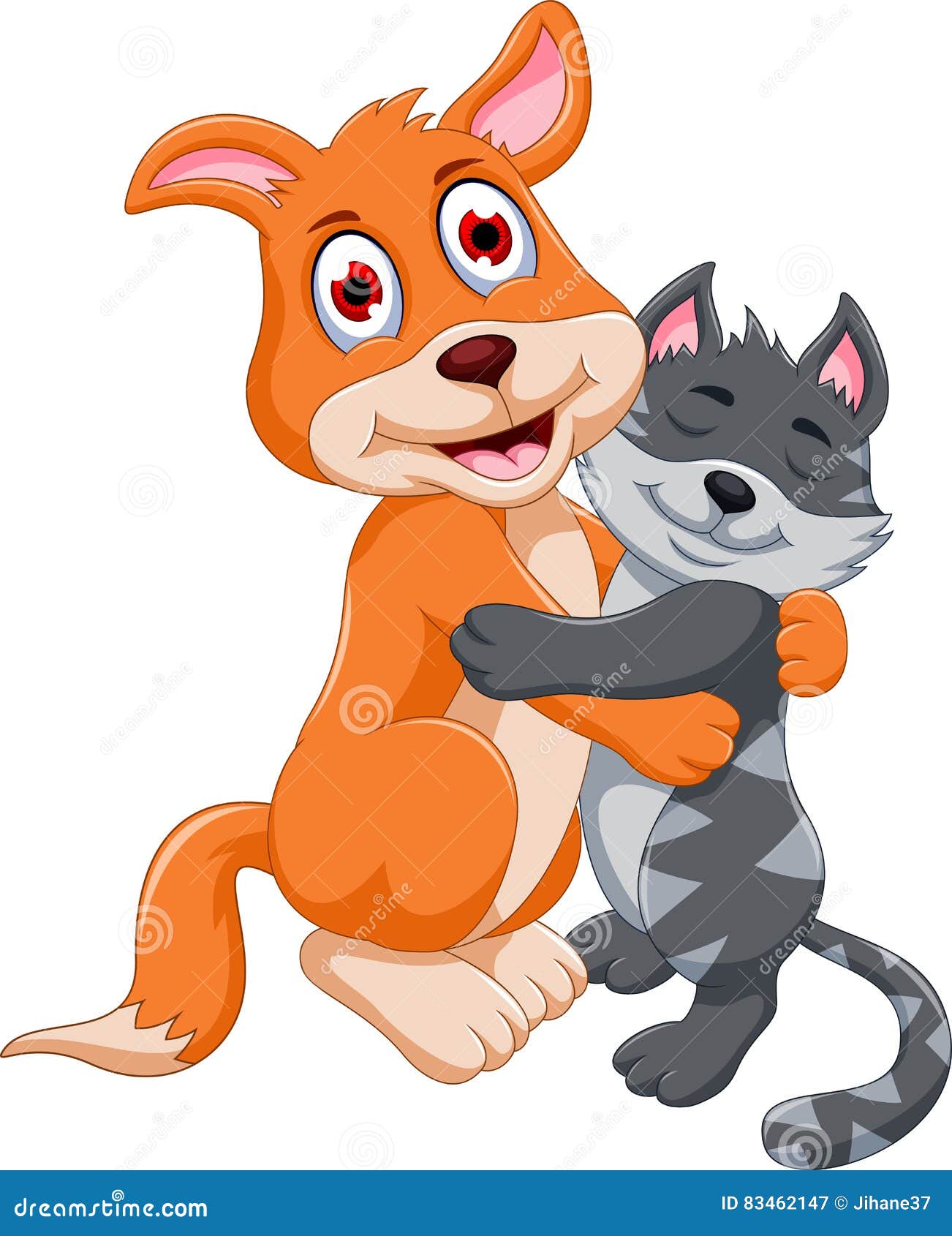 Cute dog and cat hugging stock illustration. Illustration of isolated ...