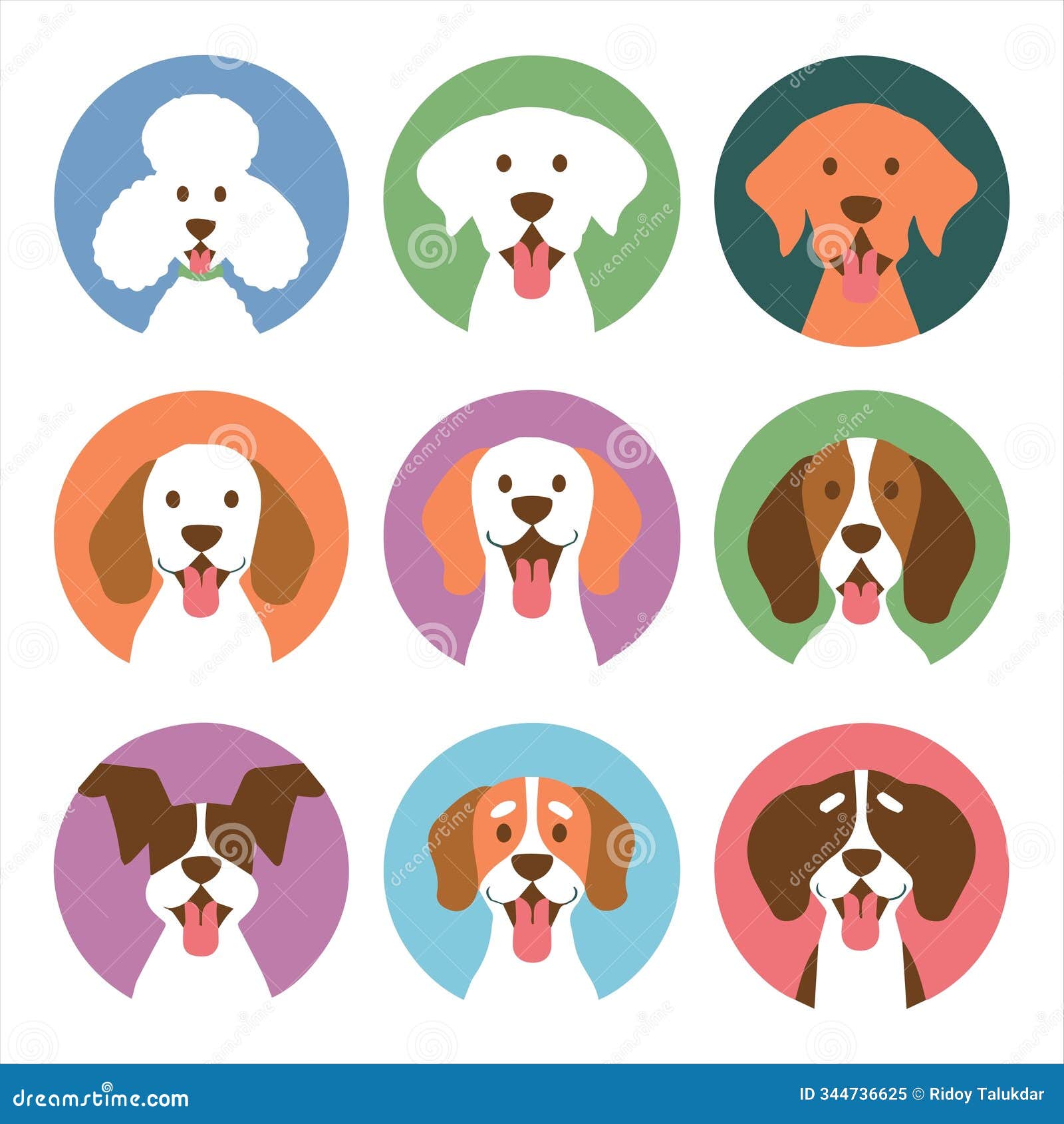 A Cute Dog Circle Logo Vector of Illustrations Stock Vector ...