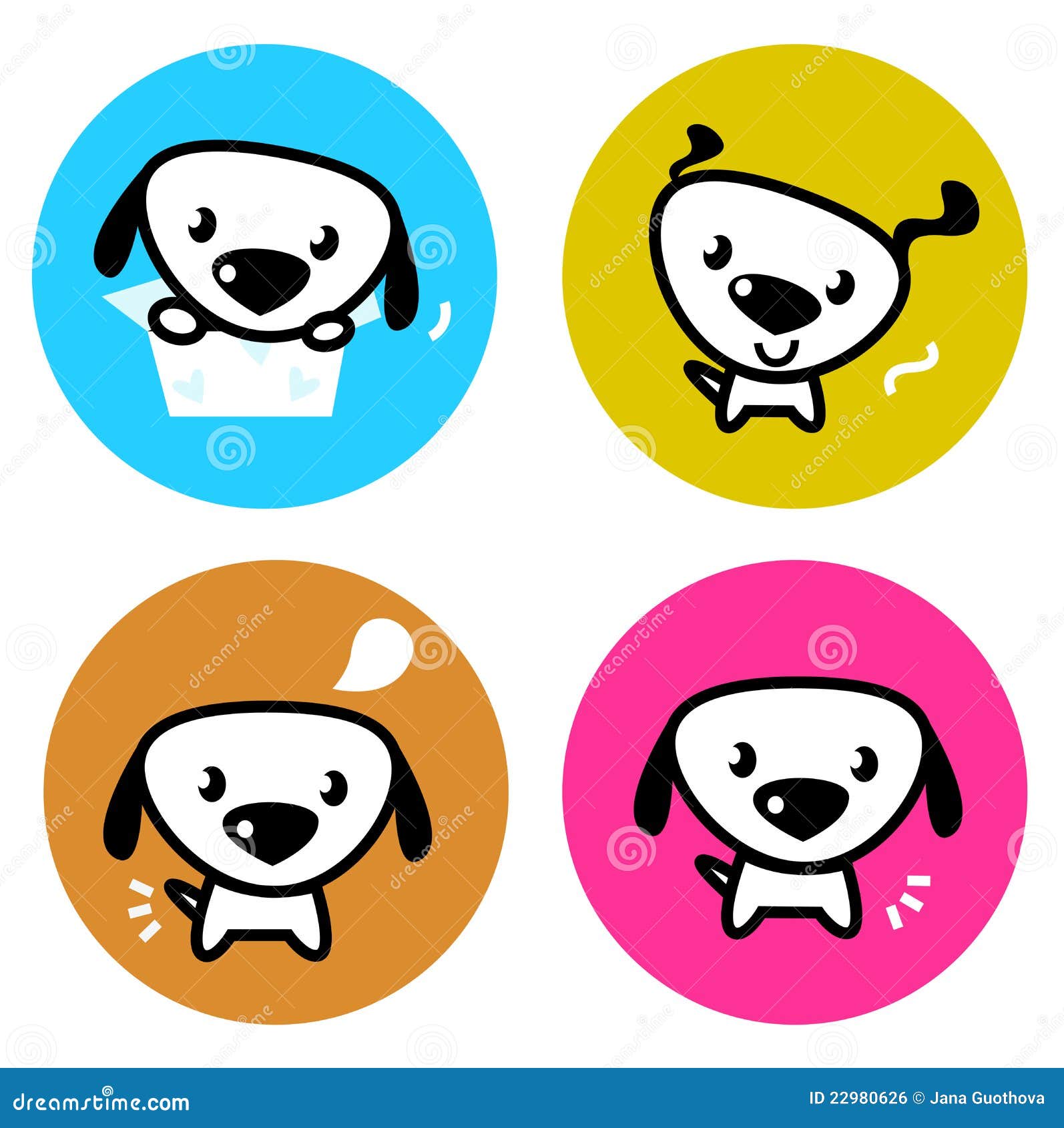 Cute dog colorful buttons stock vector. Illustration of circles - 22980626