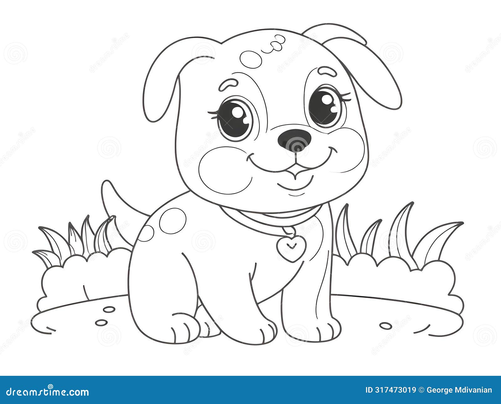 Cute Dog Drawing Coloring Book Stock Illustration - Illustration of ...