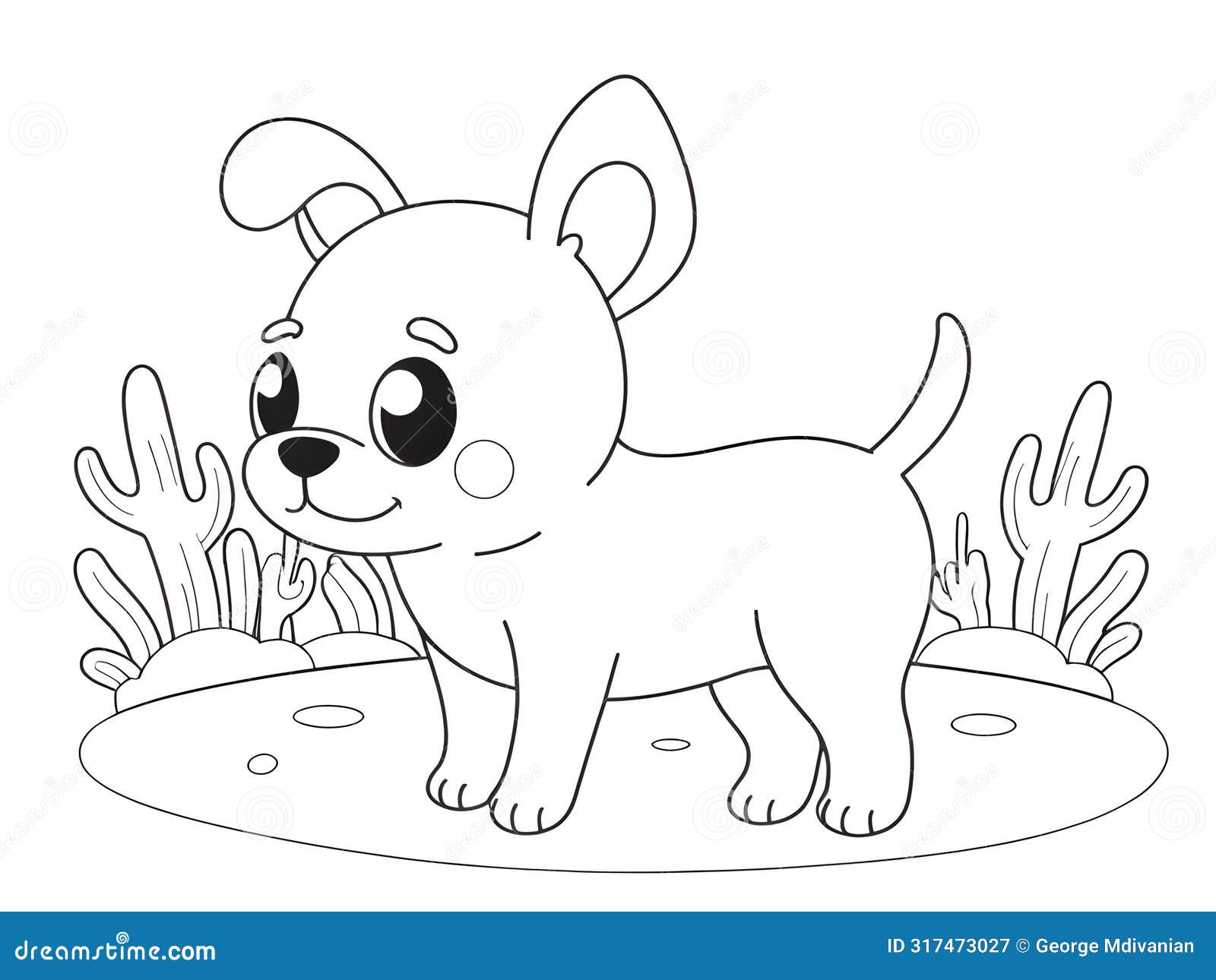 Cute Dog Drawing Coloring Book Stock Illustration - Illustration of ...