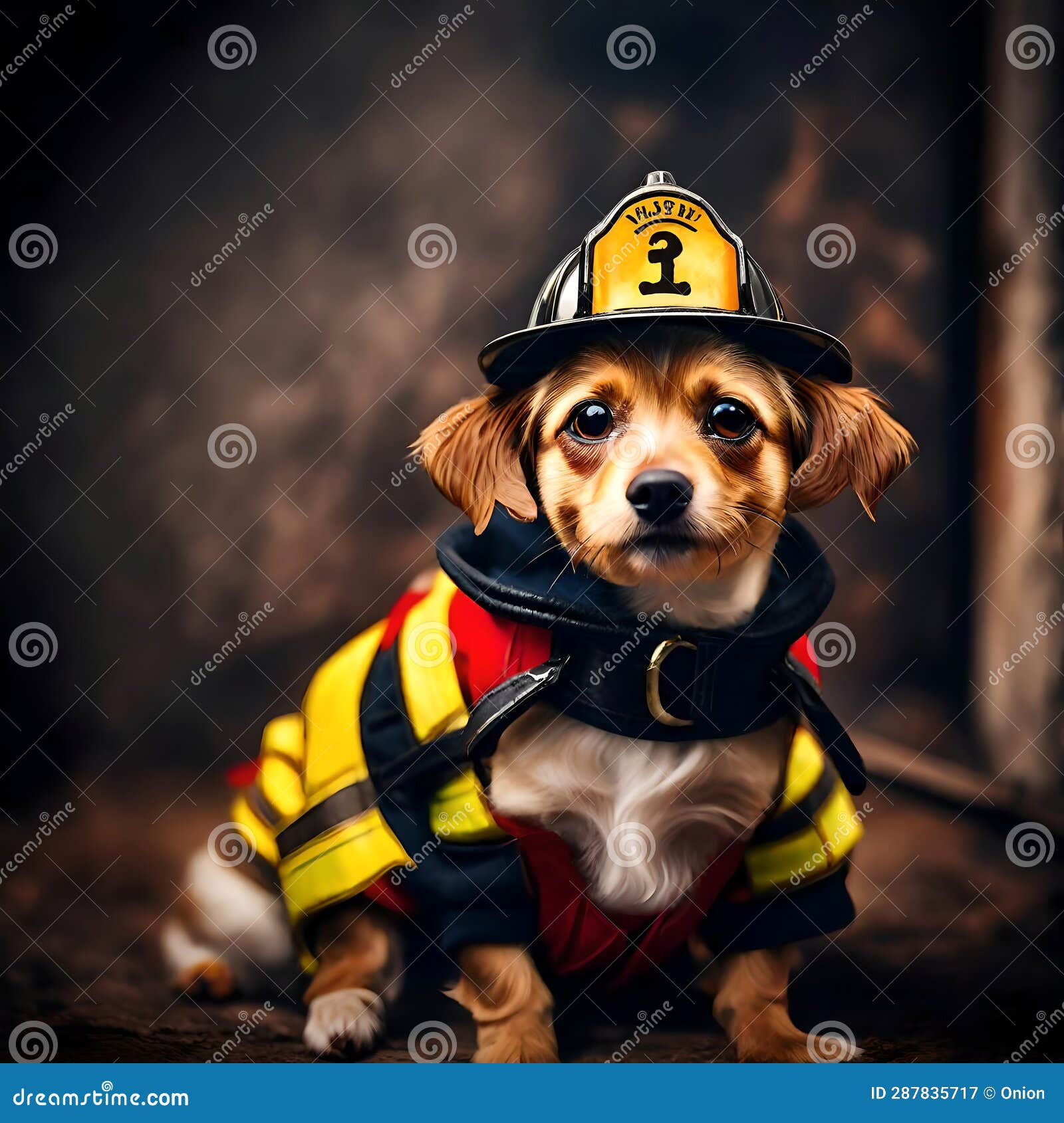 Cute Dog Dressed As a Fireman - Ai Generated Image Stock Illustration ...