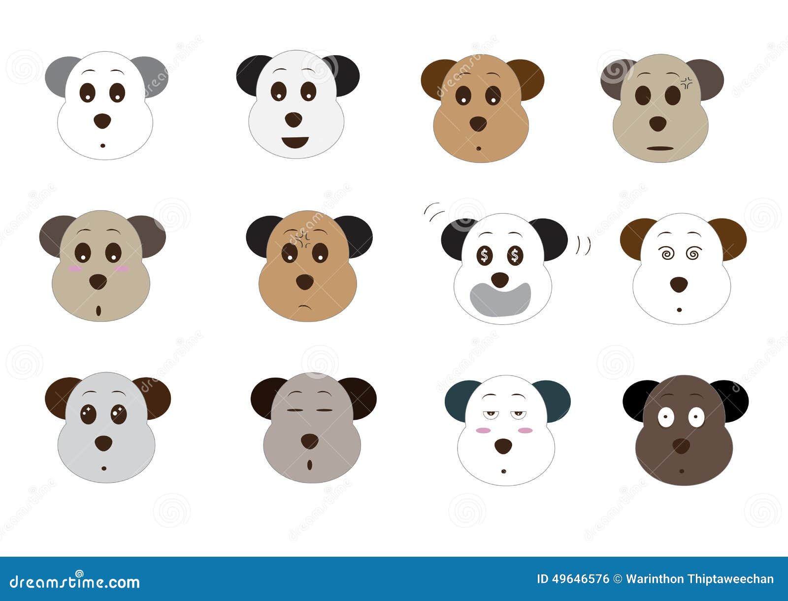 Cute dog emoji stock vector. Illustration of character - 49646576