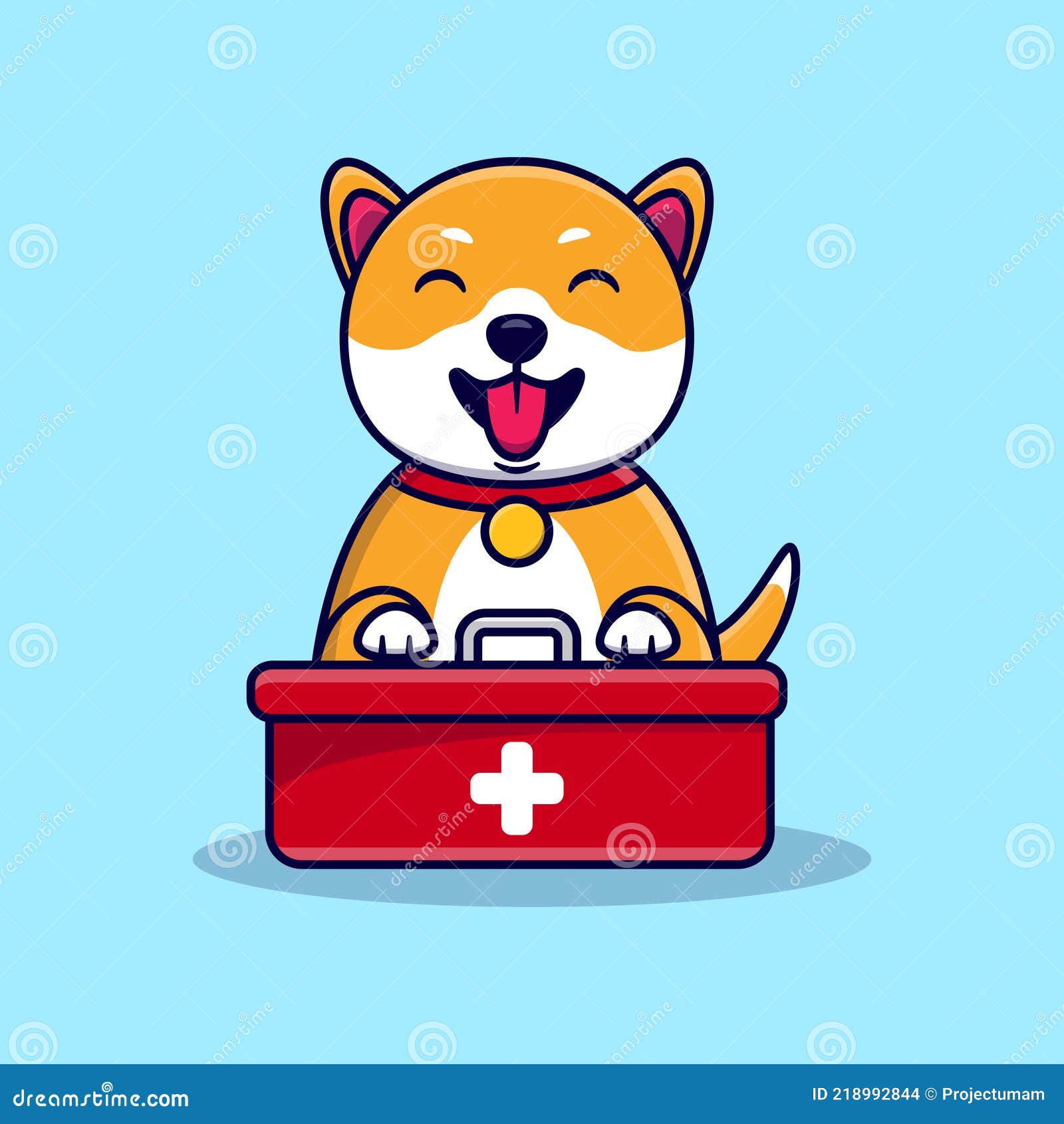 Cute Dog with First Aid Kit Box Stock Vector - Illustration of pets ...