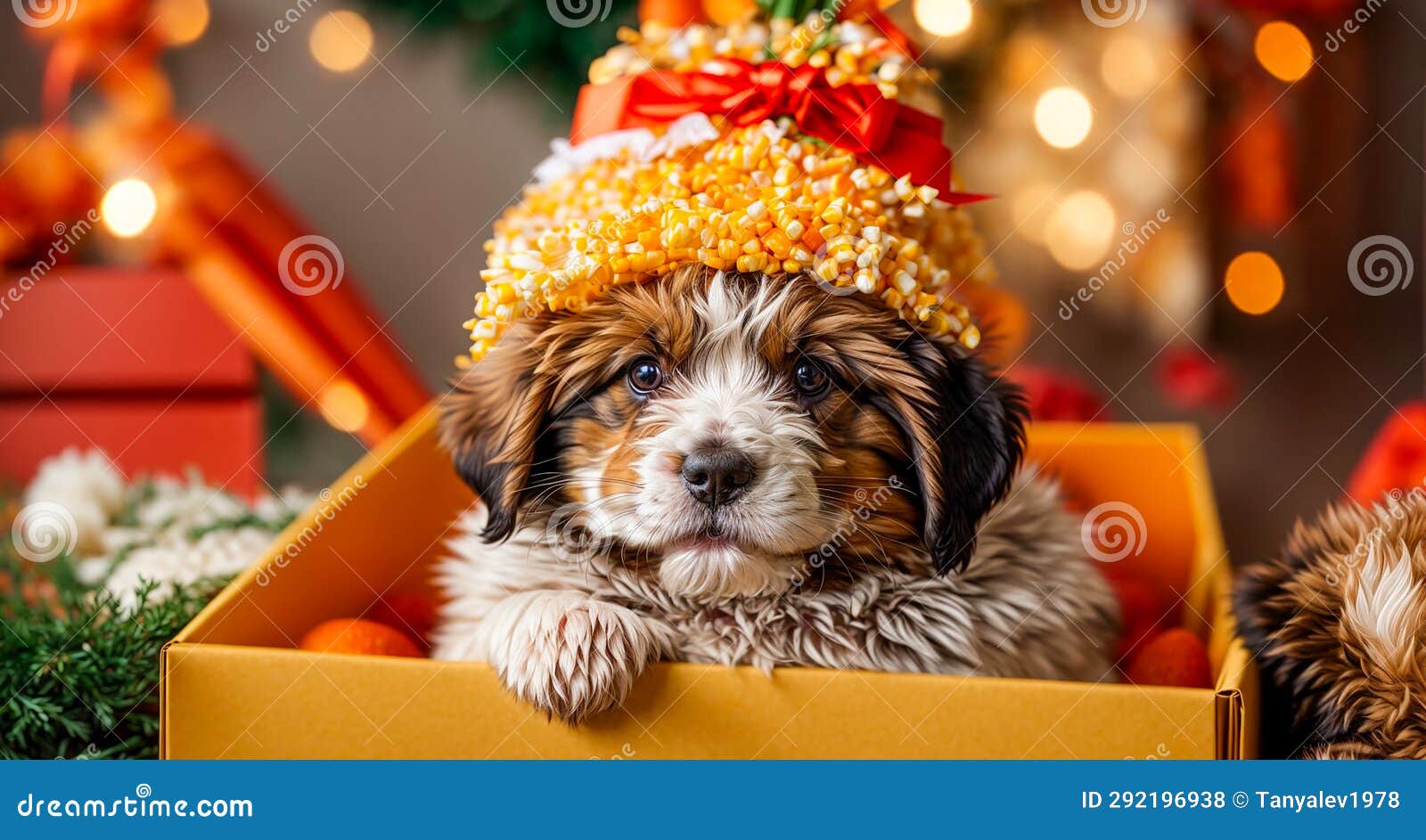 Cute Dog Gift Box Animal Present Stock Illustration - Illustration of ...