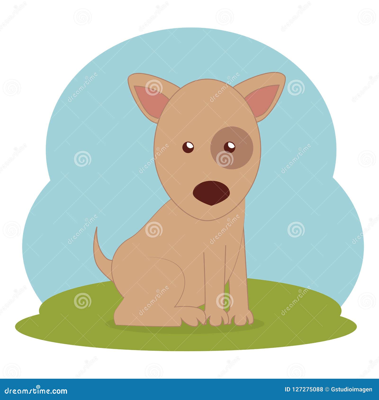 Cute dog on grass stock vector. Illustration of natural - 127275088