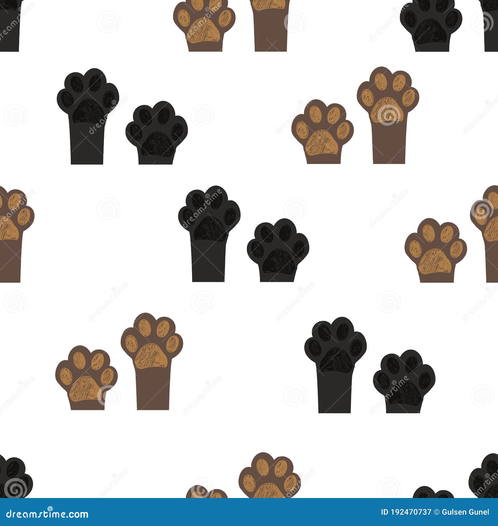 Cute Dog Hand and Paw Vector Pattern Stock Vector - Illustration of ...