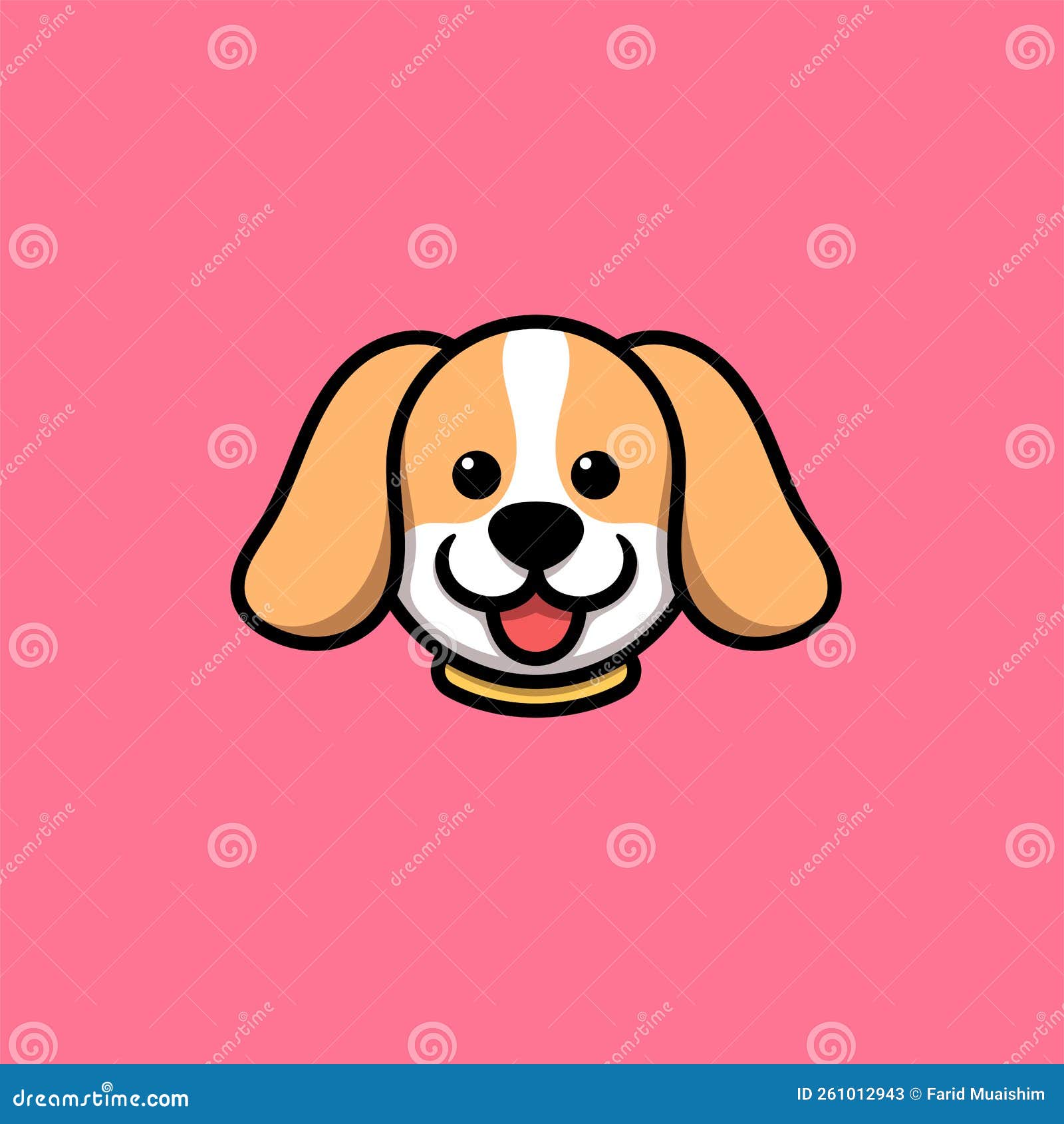 Cute Dog Head Cartoon stock vector. Illustration of line - 261012943