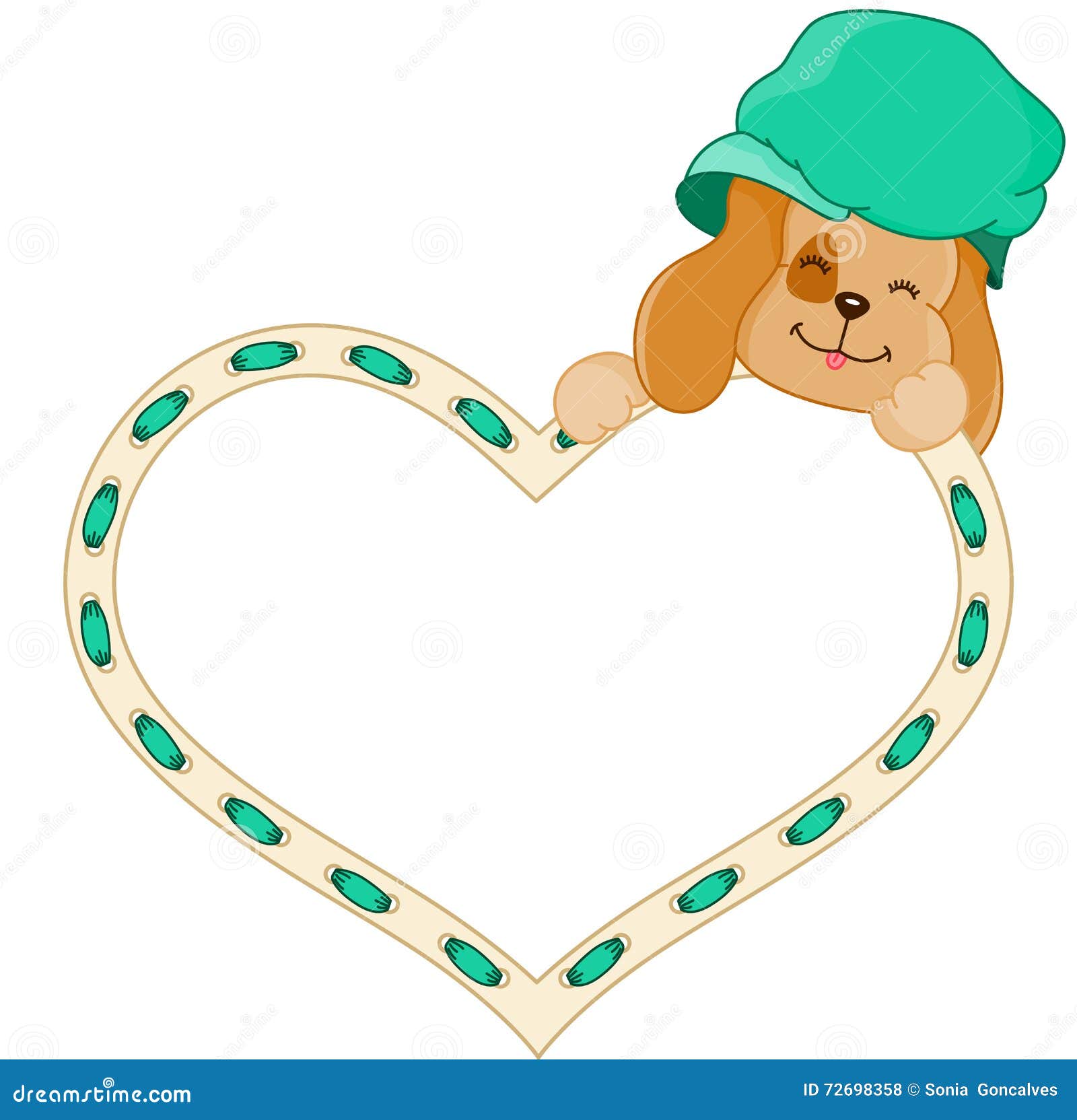 Cute dog with heart stock vector. Illustration of happy - 72698358