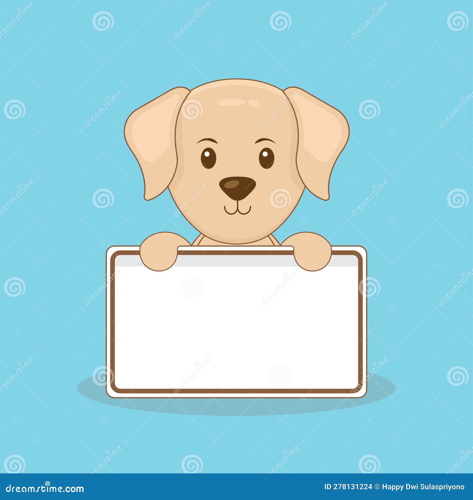 Cute Dog Holding Blank Text Board Stock Vector - Illustration of baby ...