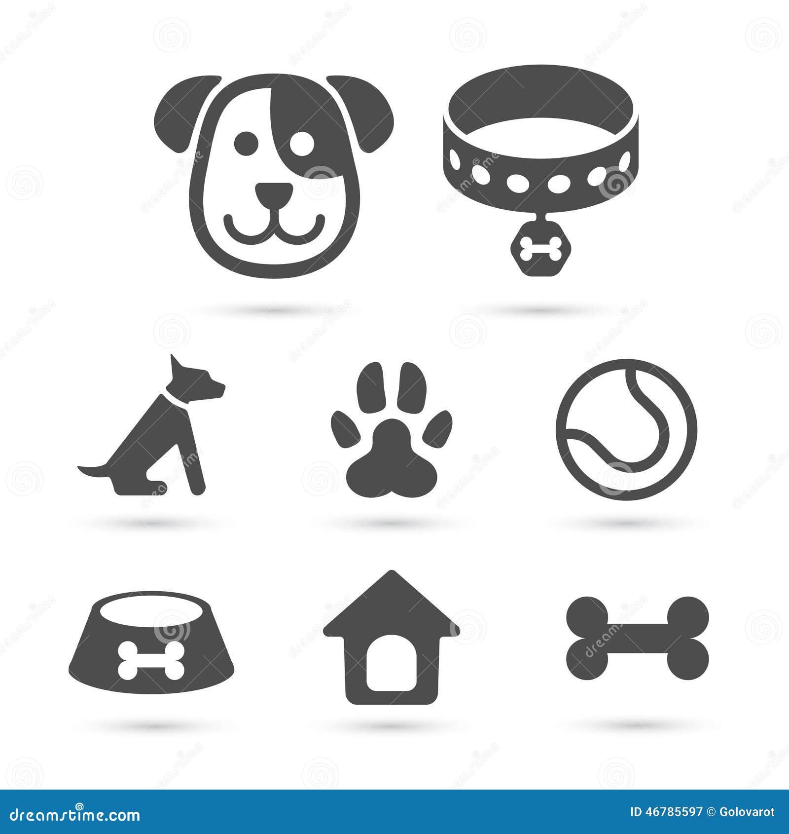 Cute Dog Icon Symbol Set on White. Vector Stock Vector - Illustration ...