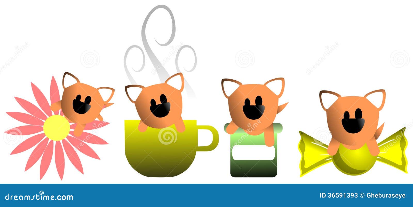 Stylized Cute Dog with Different Objects Isolated Stock Image ...