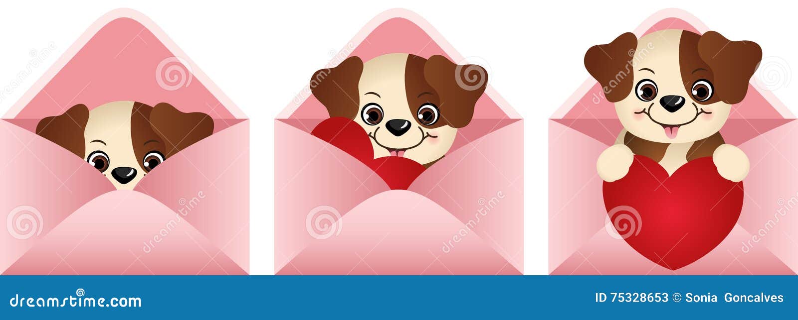 Cute Dog Inside Love Letter Stock Vector - Illustration of decoration ...