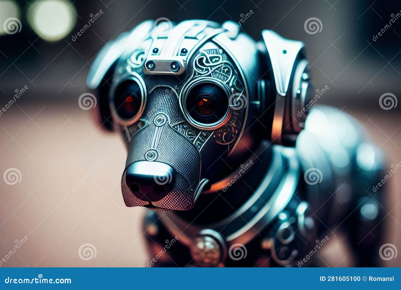 Cute Dog Made Out of Metal Generated by AI Stock Illustration ...