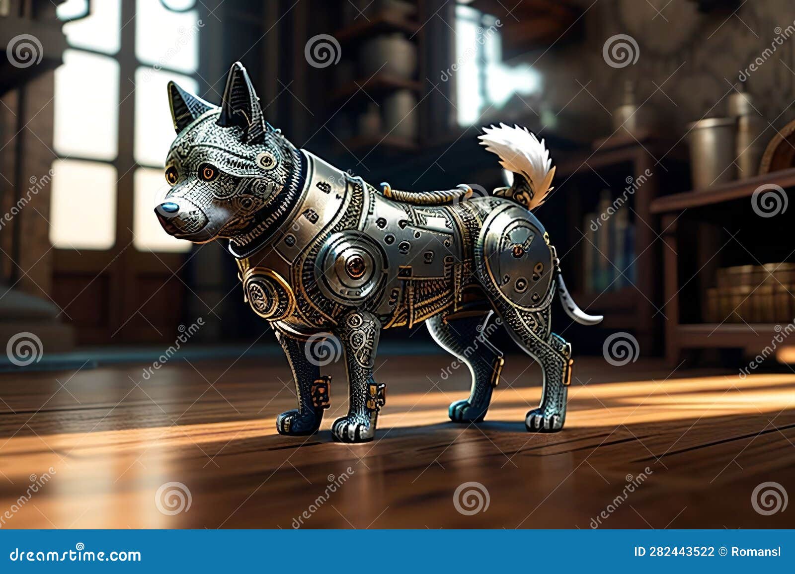 Cute Dog Made Out of Metal Generated by AI Stock Illustration ...
