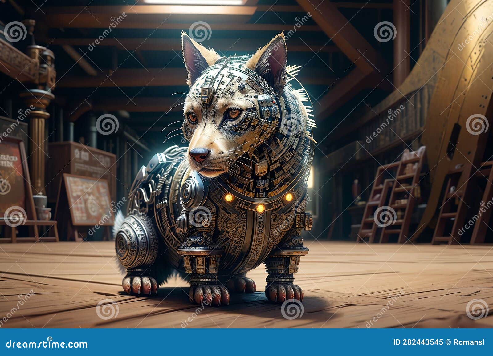 Cute Dog Made Out of Metal Generated by AI Stock Illustration ...