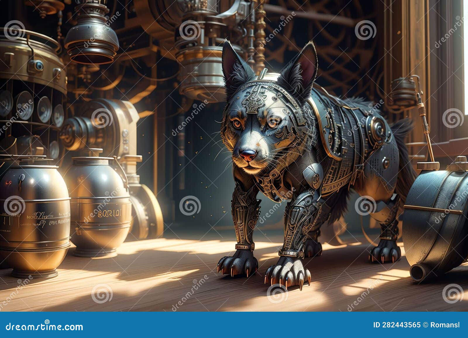 Cute Dog Made Out of Metal Generated by AI Stock Illustration ...