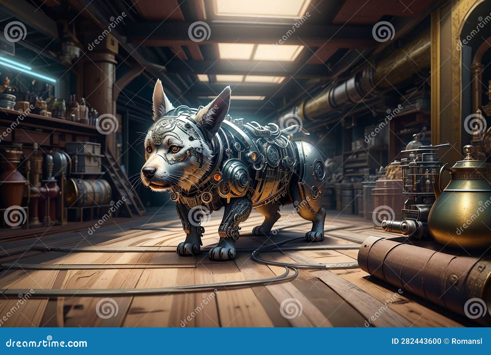 Cute Dog Made Out of Metal Generated by AI Stock Illustration ...