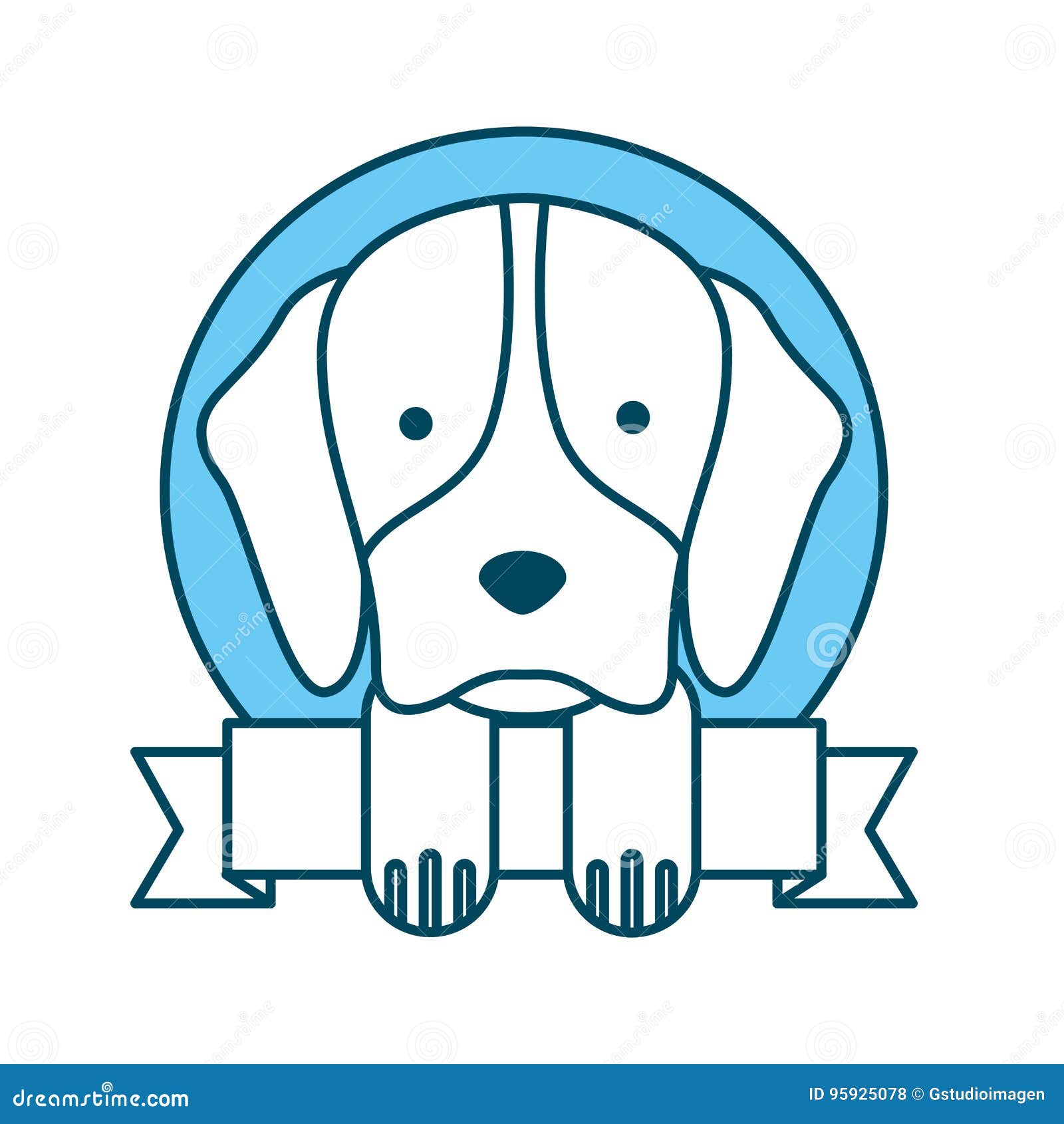 Cute Dog Mascot with Ribbon Stock Vector - Illustration of emblem ...
