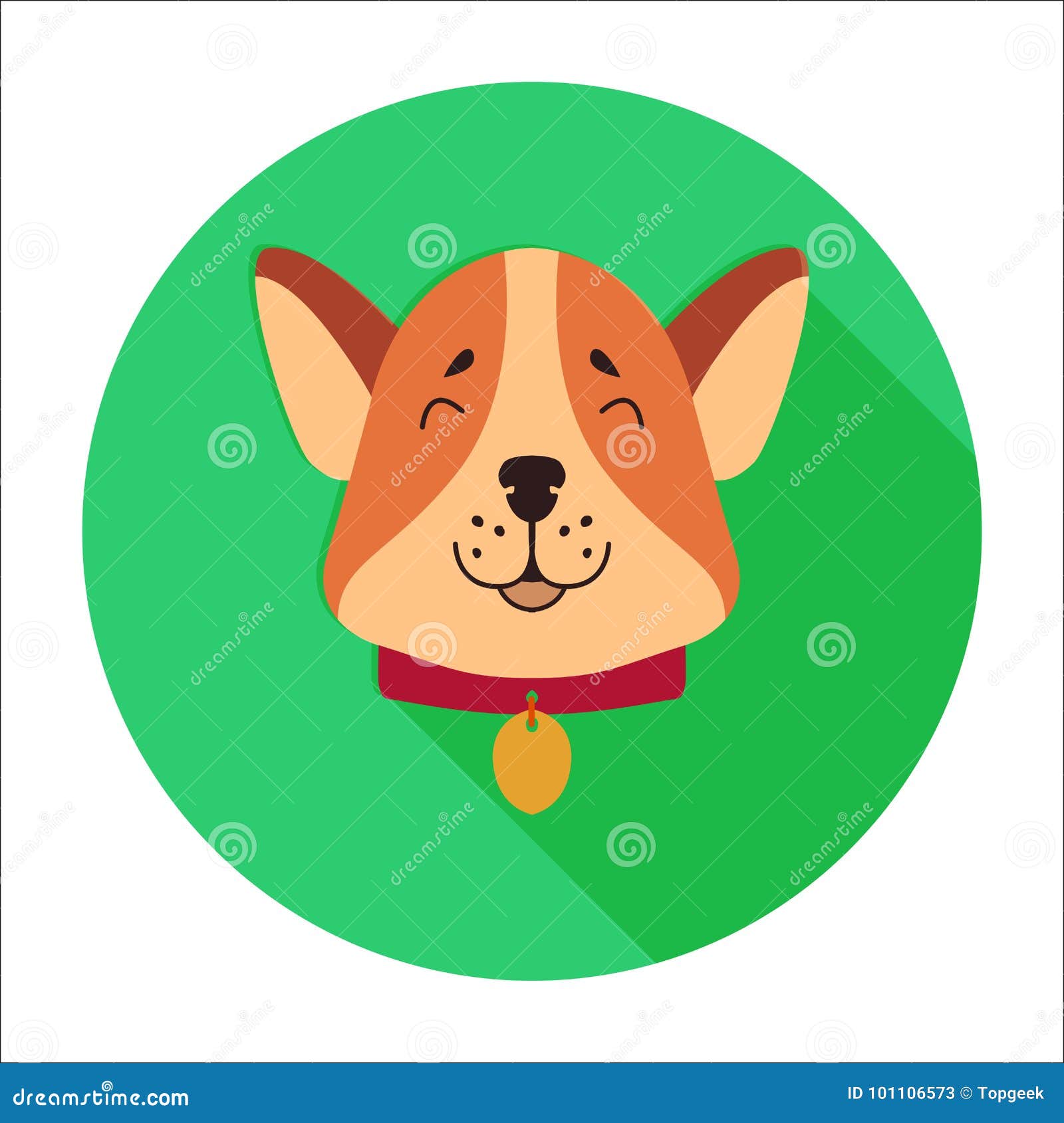 Cute Dog Muzzle Cartoon Flat Vector Icon Stock Vector - Illustration of ...