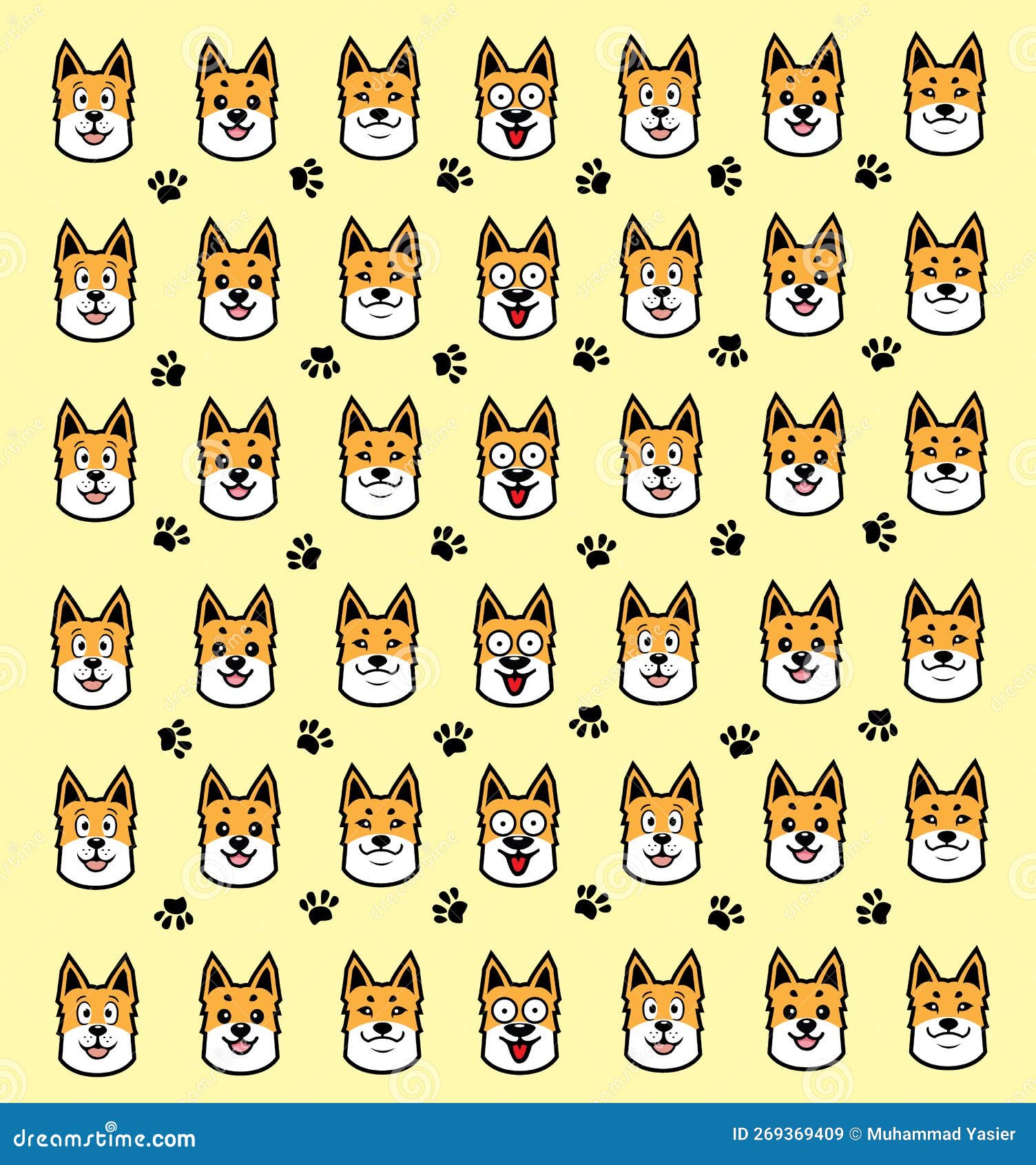 Cute Dog Pattern Design Vector Stock Vector - Illustration of footprint ...