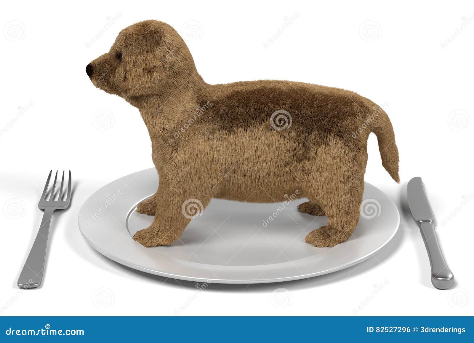 Cute dog on plate stock illustration. Illustration of cute - 82527296