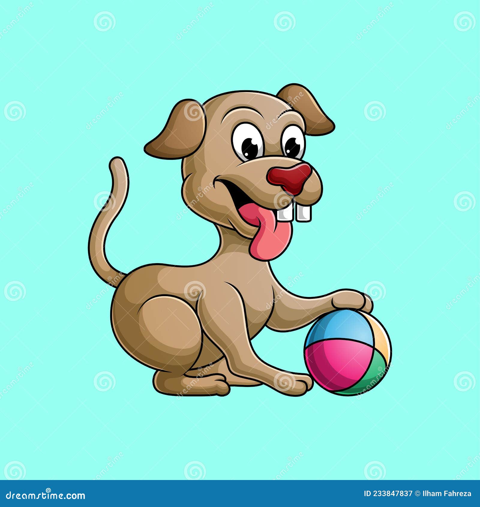 Cute dog playing ball stock vector. Illustration of creature - 233847837