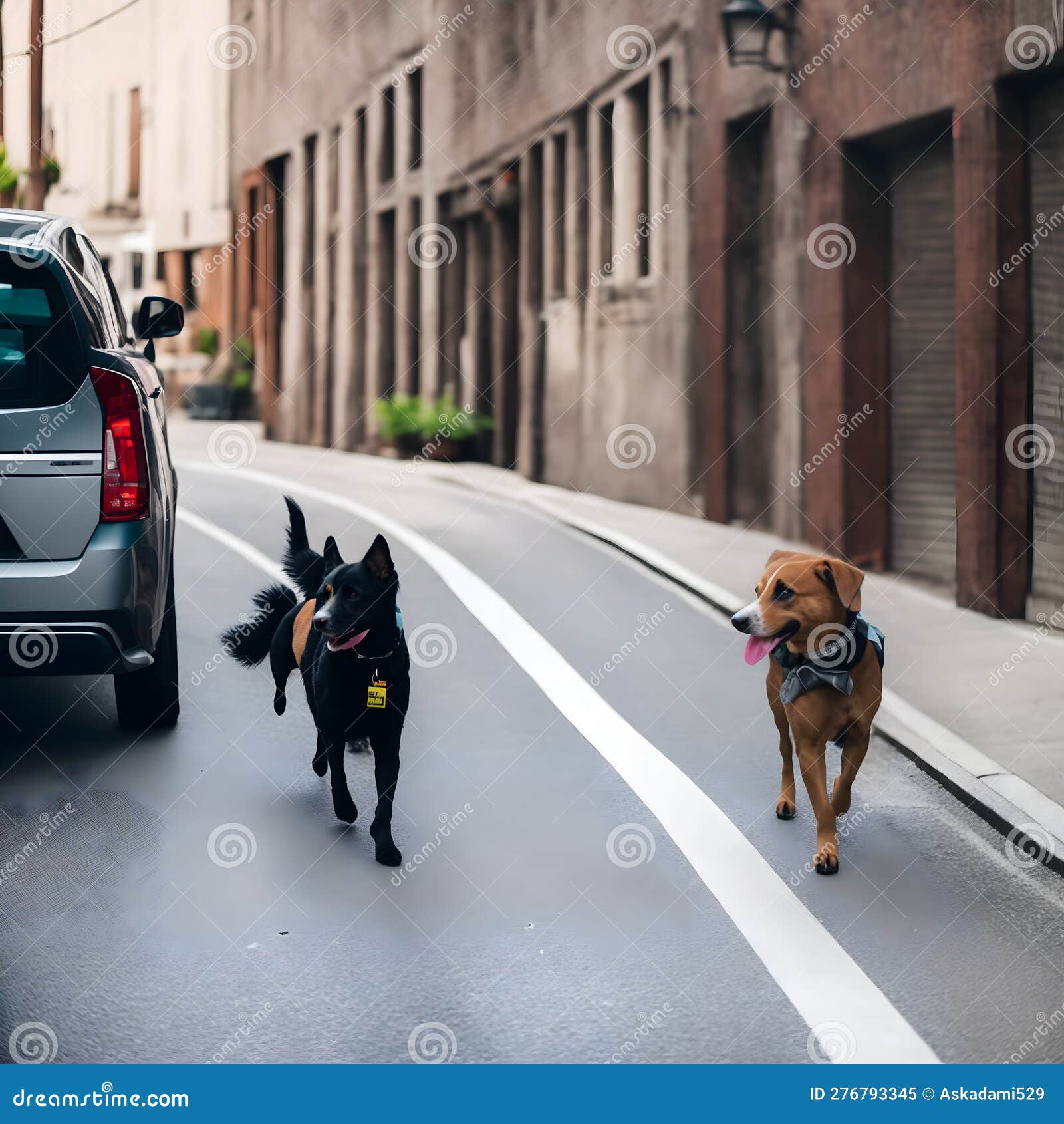 Cute Dog Roaming the Streets Stock Illustration - Illustration of ...