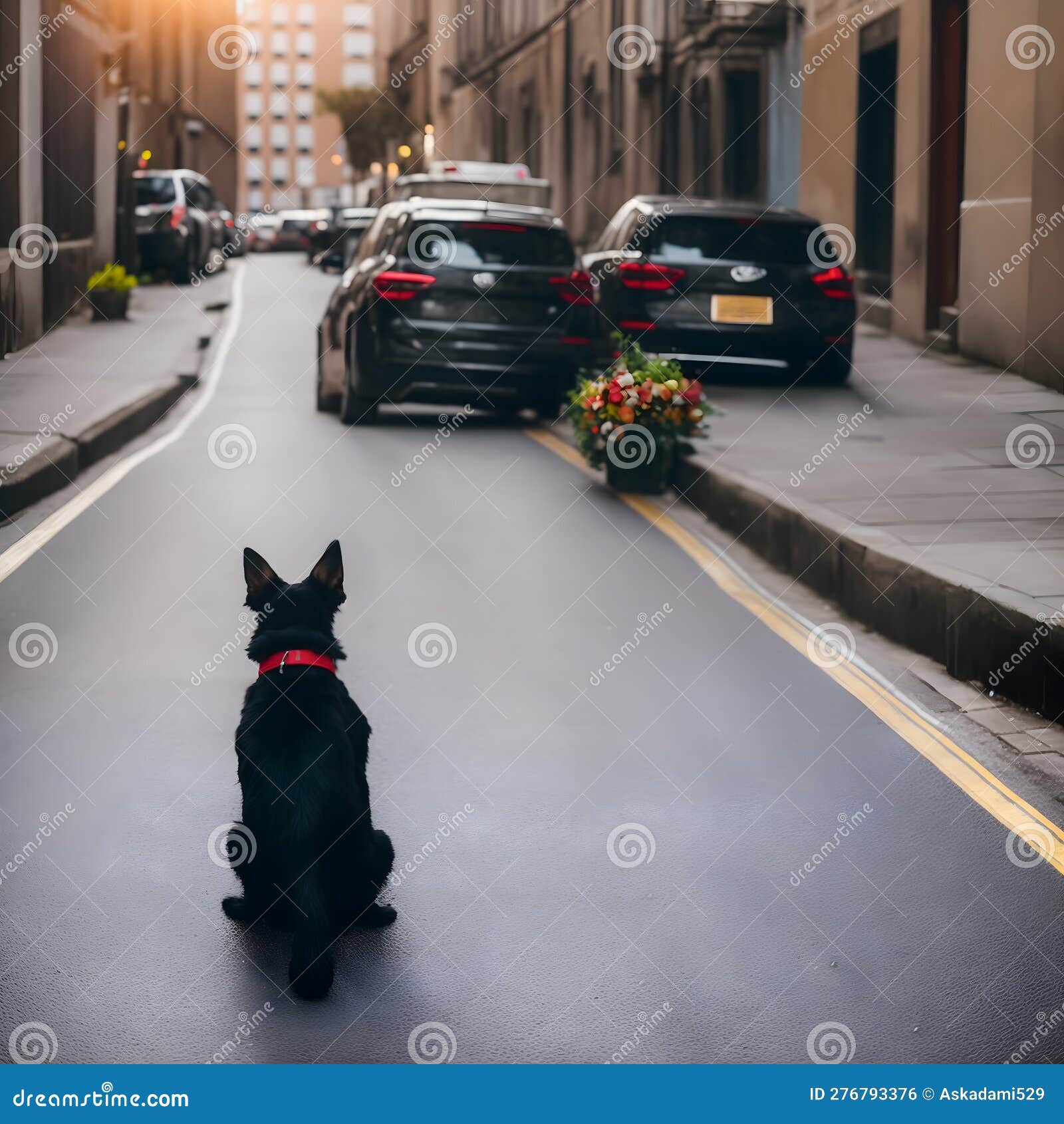 Cute Dog Roaming the Streets Stock Illustration - Illustration of ...