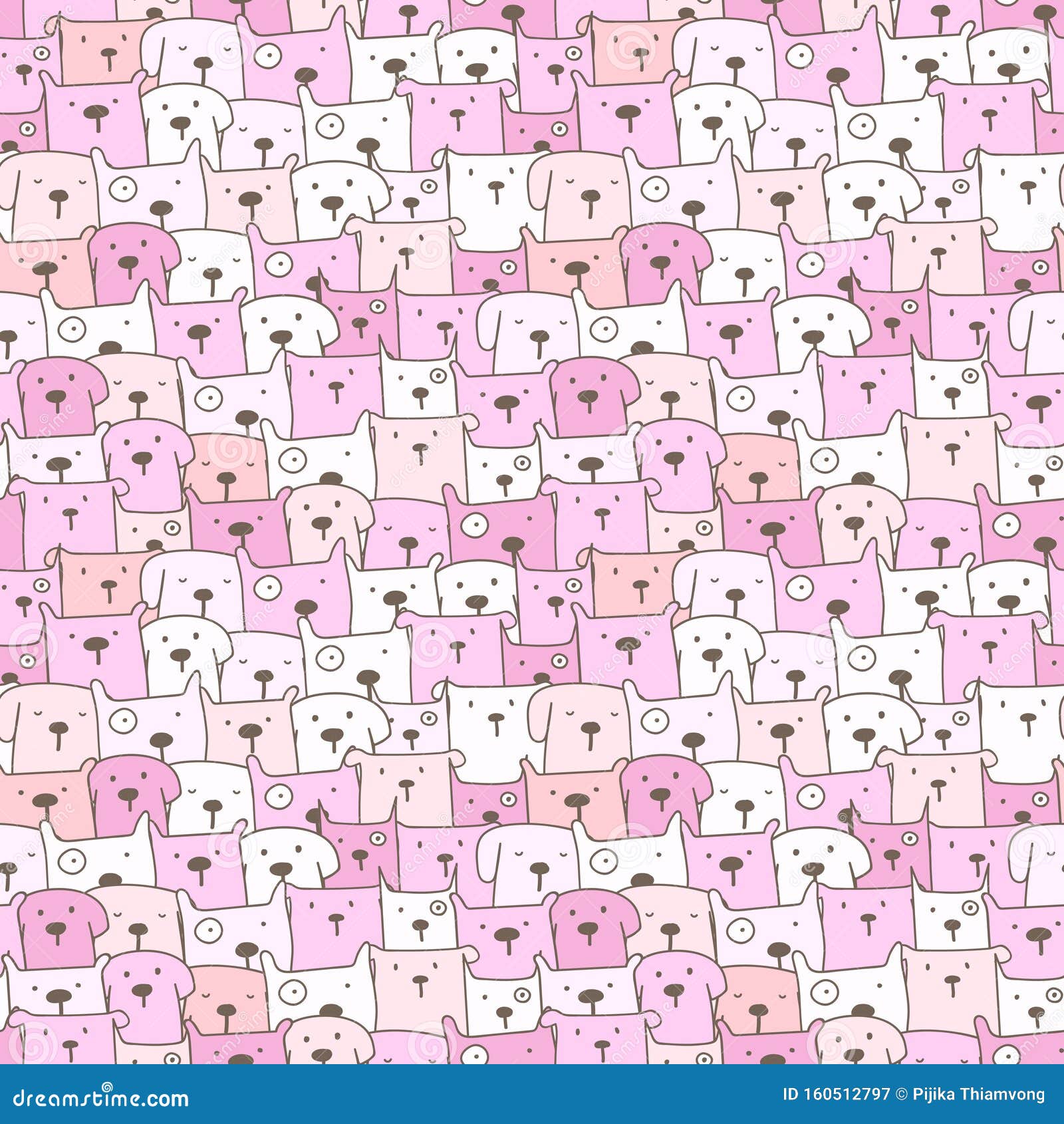 Cute Dog Seamless Pattern Background. Stock Vector - Illustration of ...