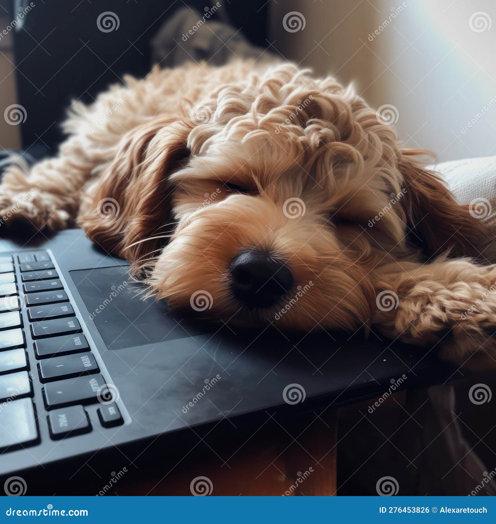 Cute Dog Sleeping on Laptop Keyboard Stock Illustration - Illustration ...