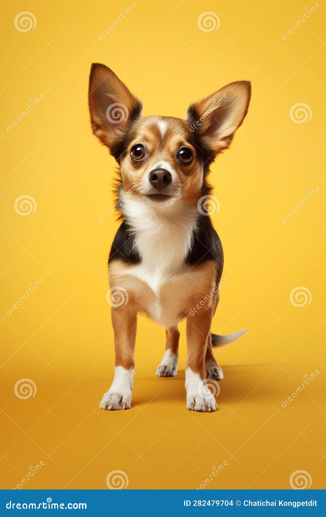 Cute Dog1 Solid Yellow Background Generative AI Stock Illustration ...