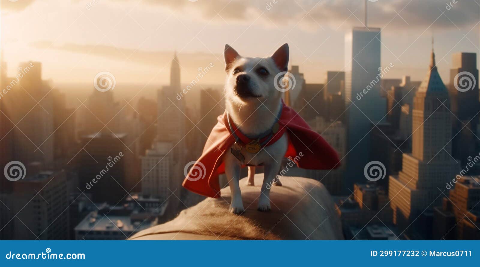 Cute Dog with Superman Cape Infront of Cityview Stock Photo - Image of ...
