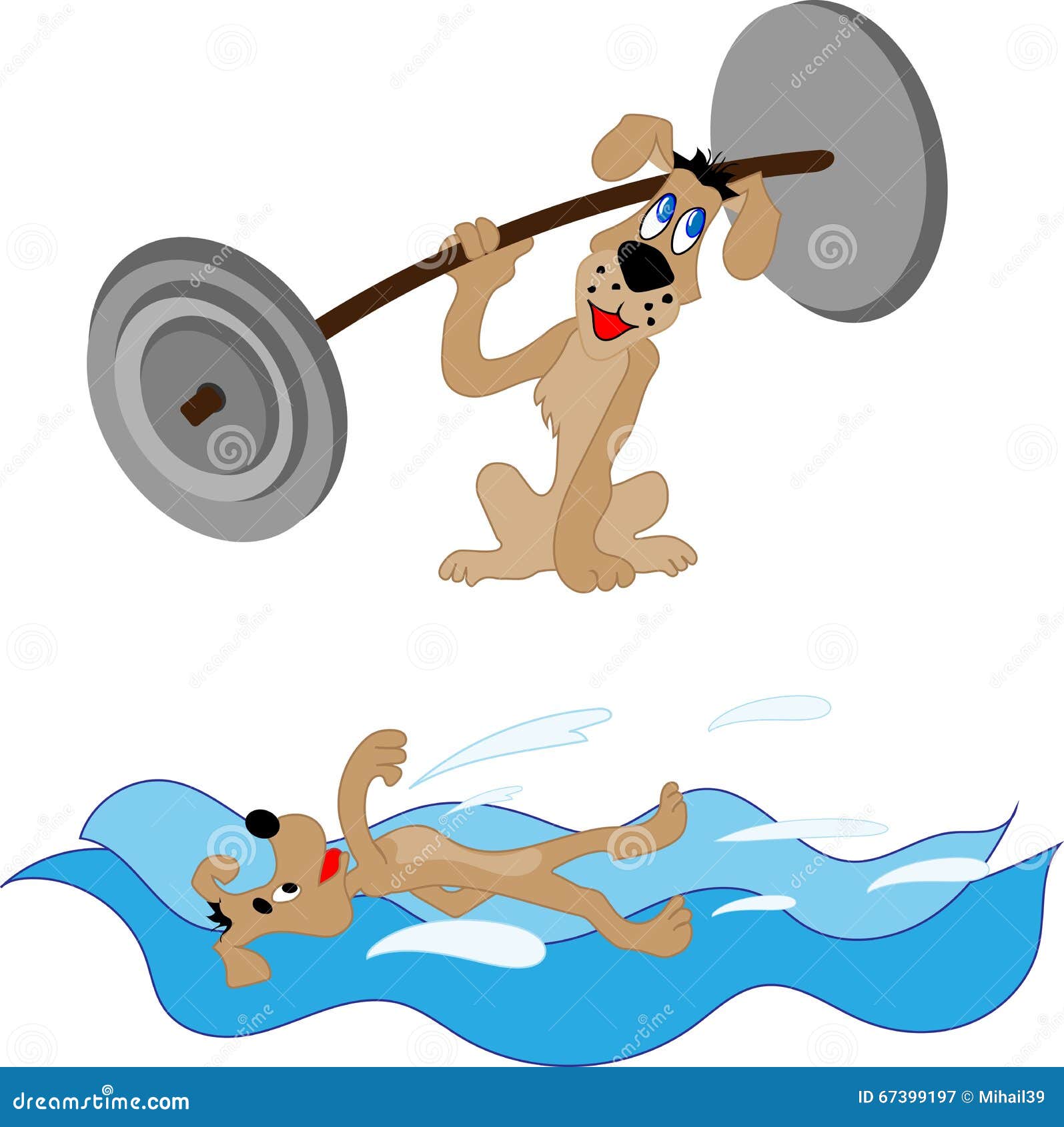 Cute Dog Swimming in the Ocean on a Raft Stock Vector - Illustration of ...