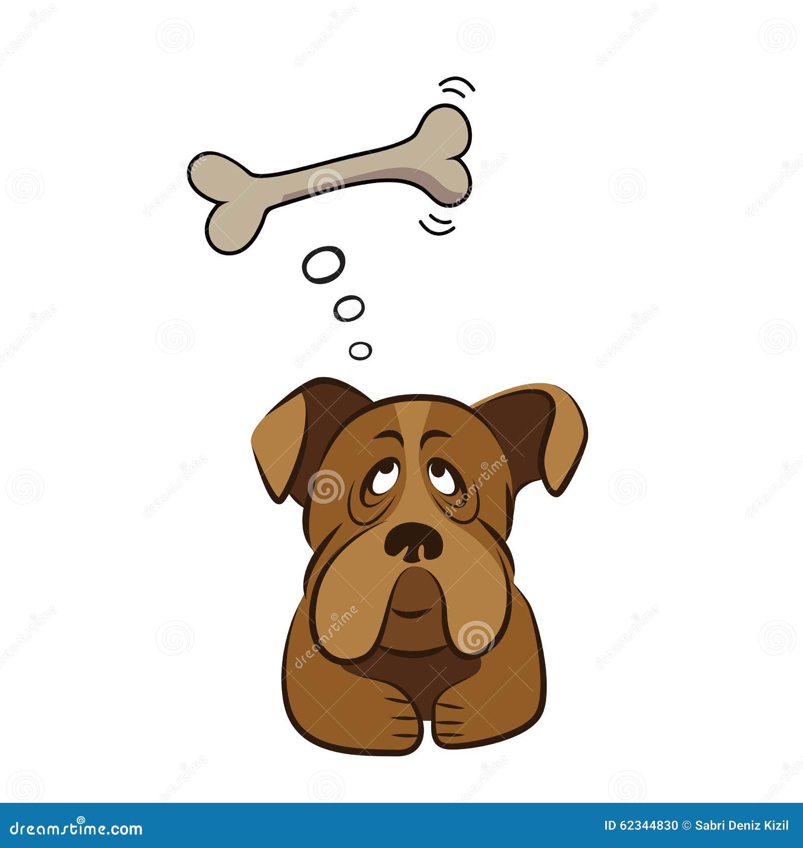 Cute Dog Thinking about Bone Stock Vector - Illustration of vector ...