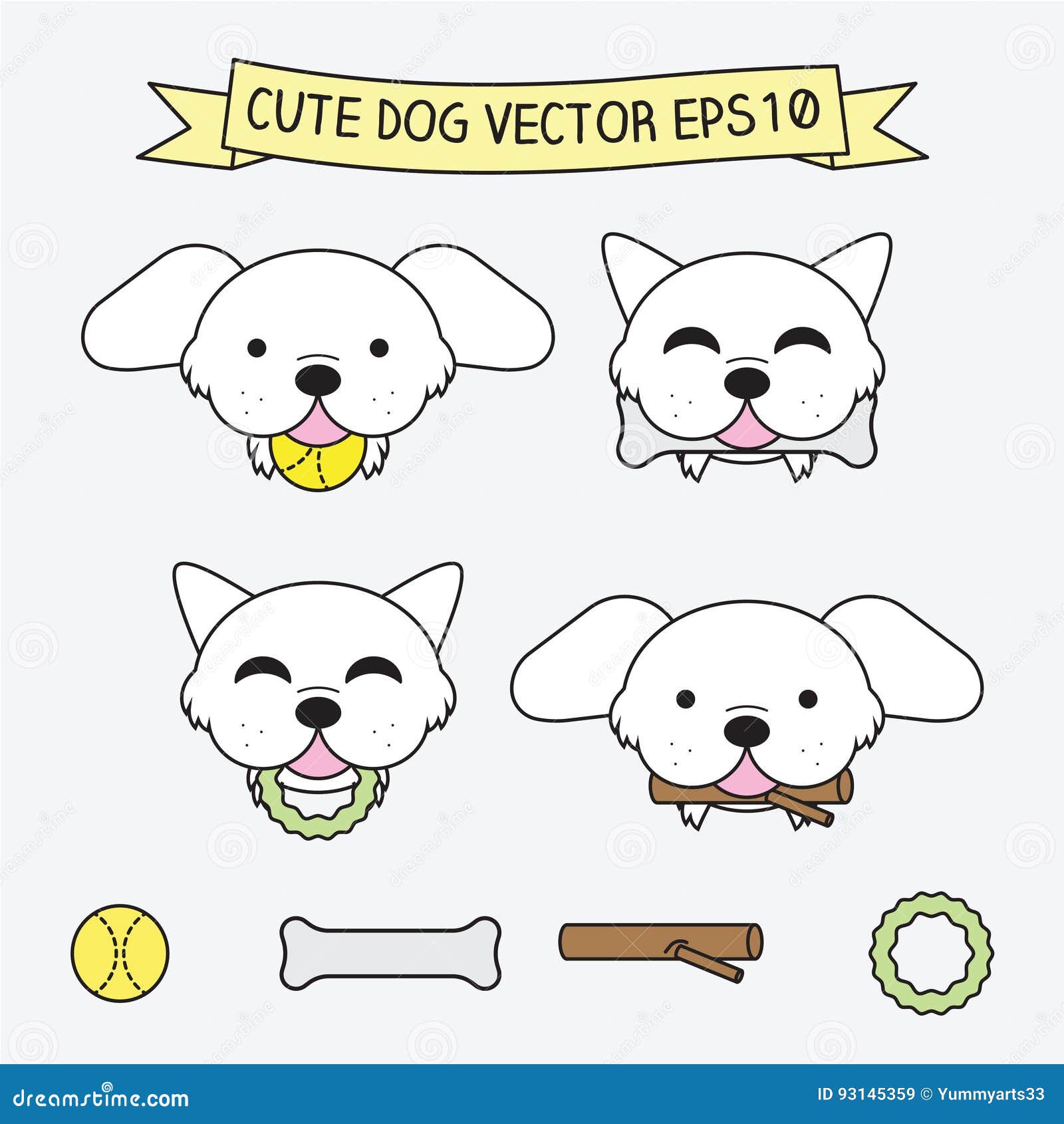 Cute Dog Vector Illustration Icon Flat Logo Symbols Stock Vector ...
