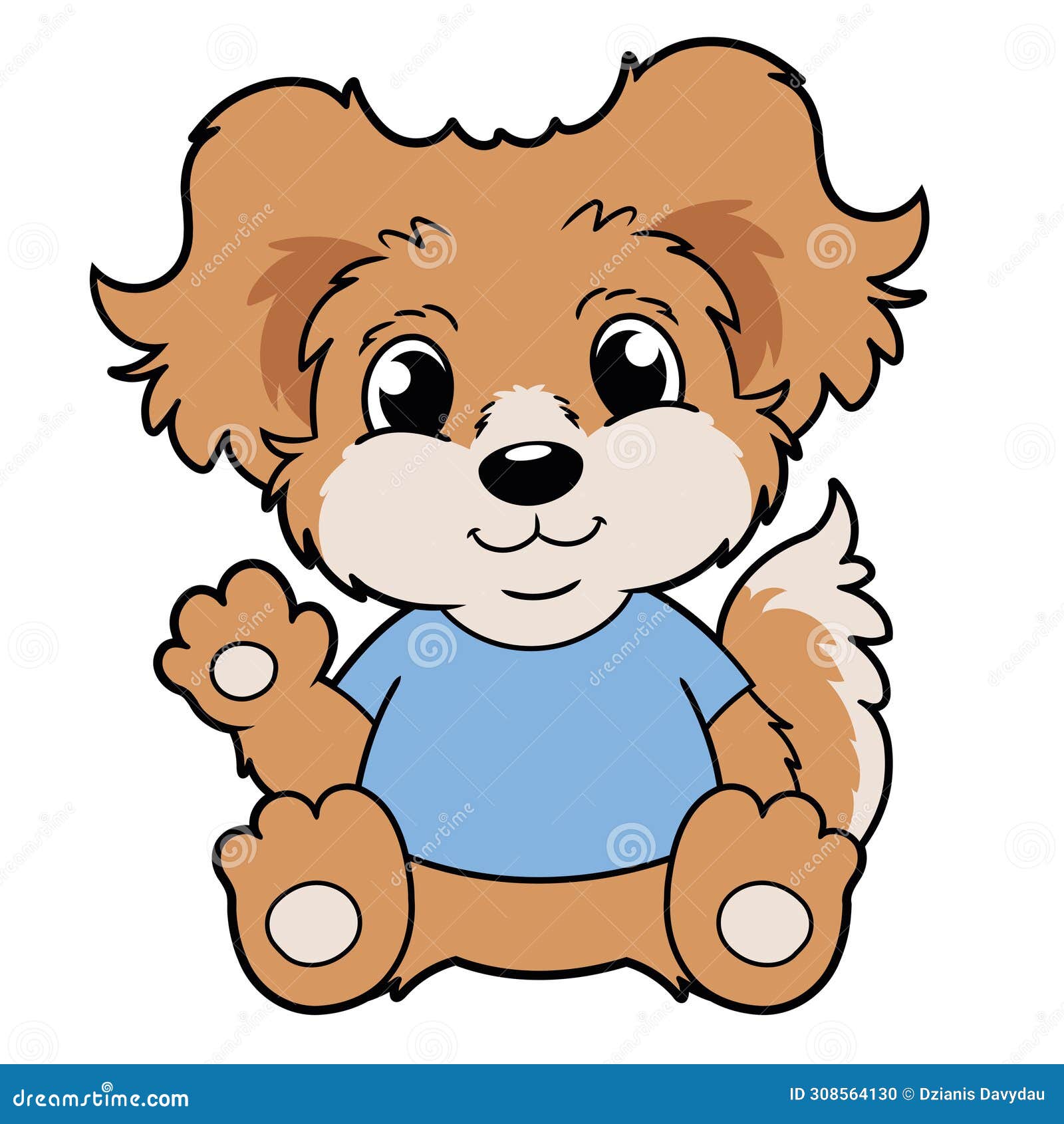 Cute Dog Waving Hand on White Background Stock Vector - Illustration of ...