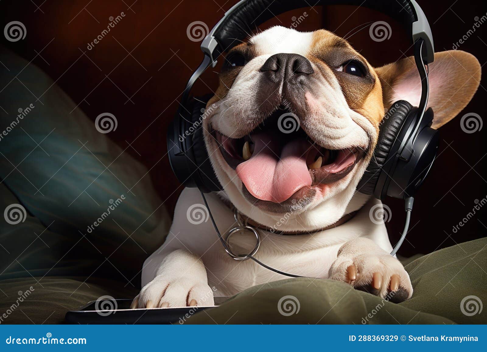 Cute Dog Wearing Headphones Stock Illustration - Illustration of ...