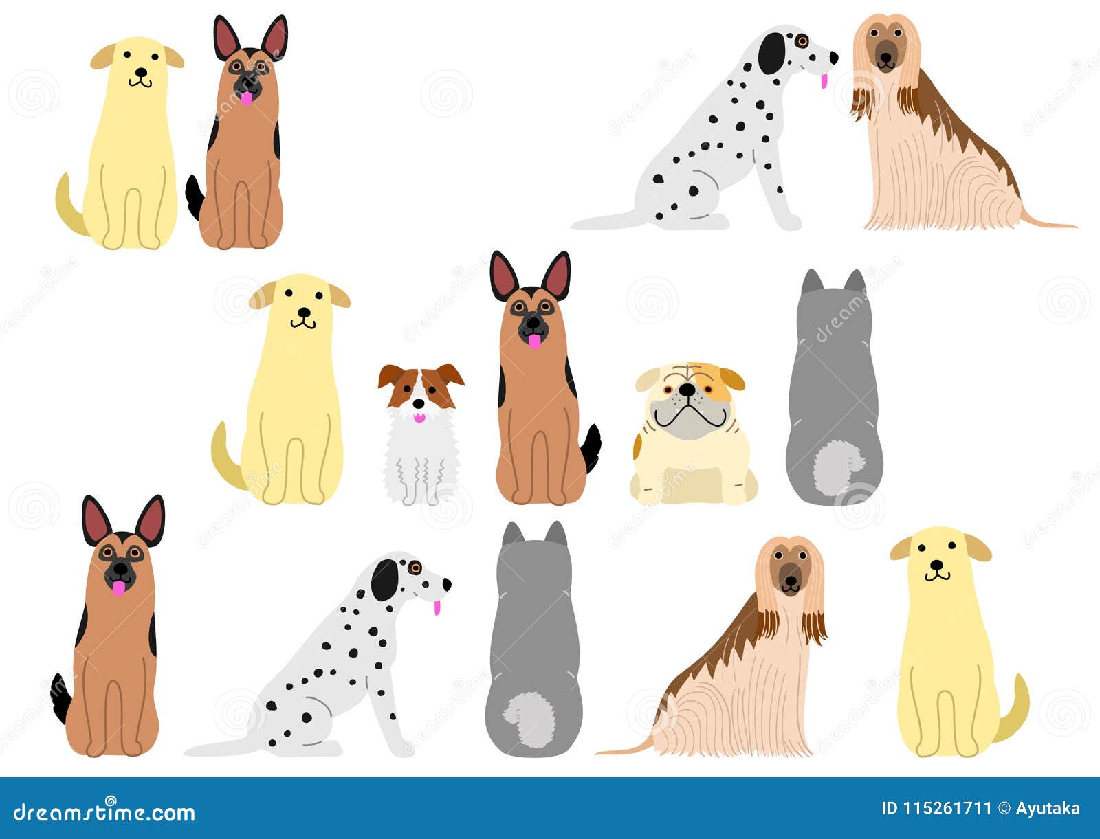 Cute Dogs Border Set1 Cartoon Vector | CartoonDealer.com #115261711