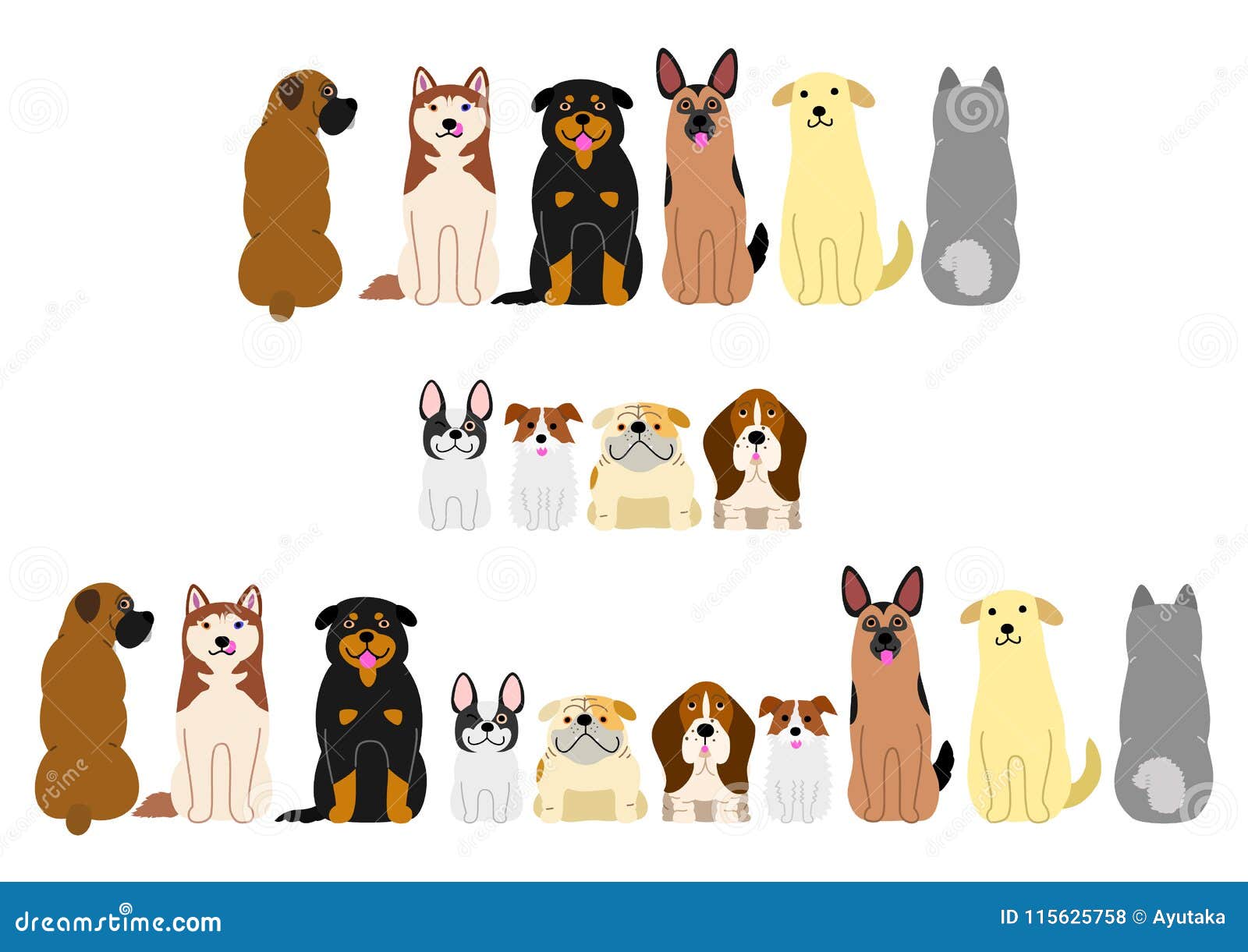 Cute dogs border set stock vector. Illustration of jack - 115625758