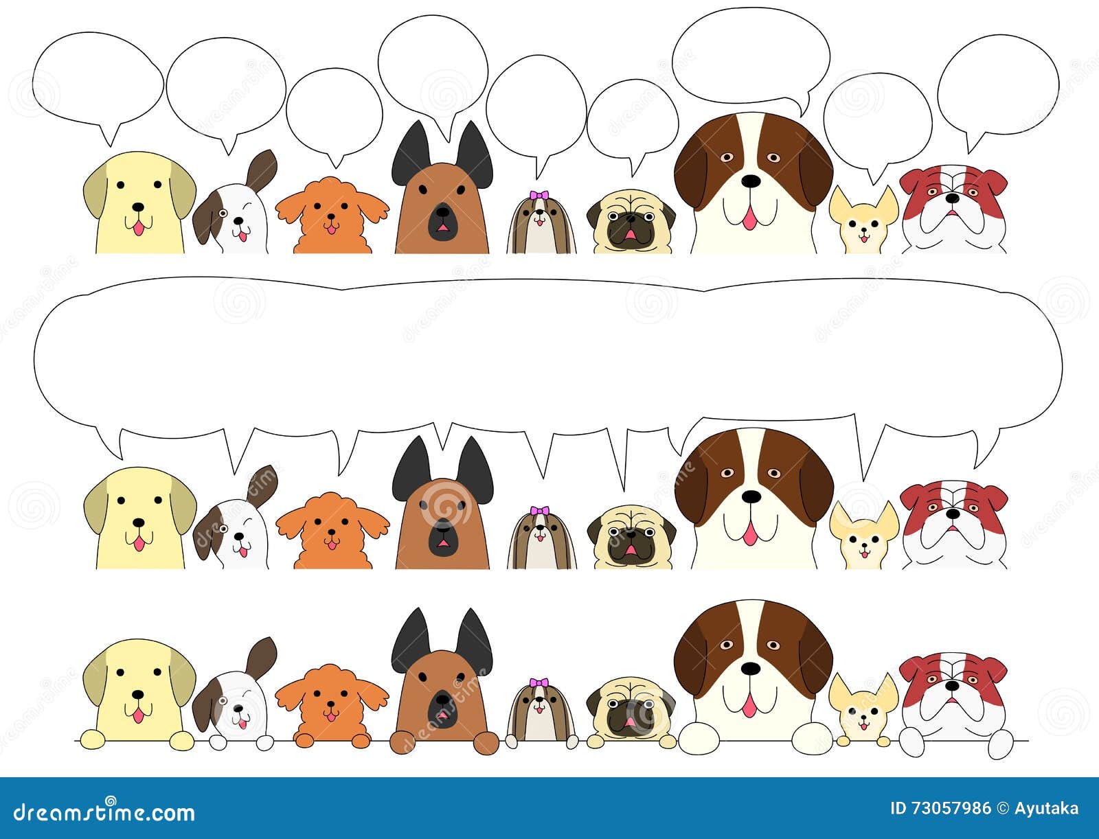 Cute dogs border set stock vector. Illustration of front - 73057986