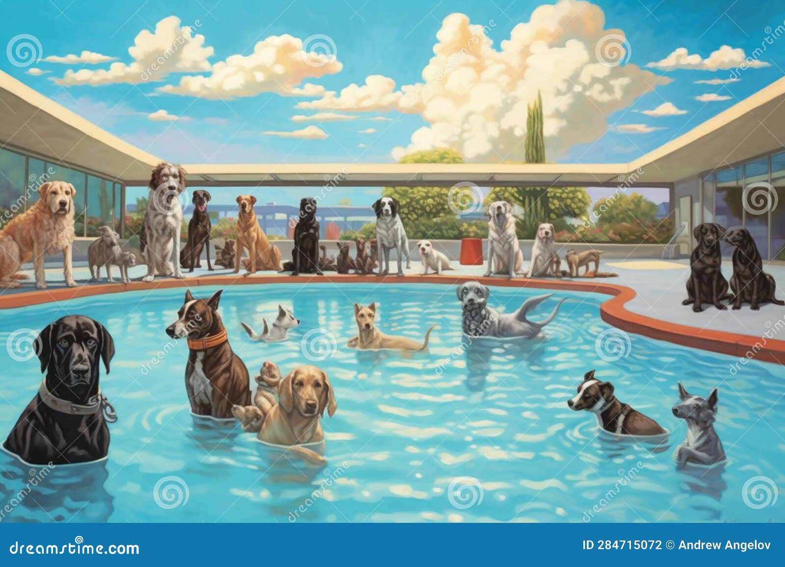 Cute Dogs at Pool Party Generative AI Stock Photo - Image of dogs ...