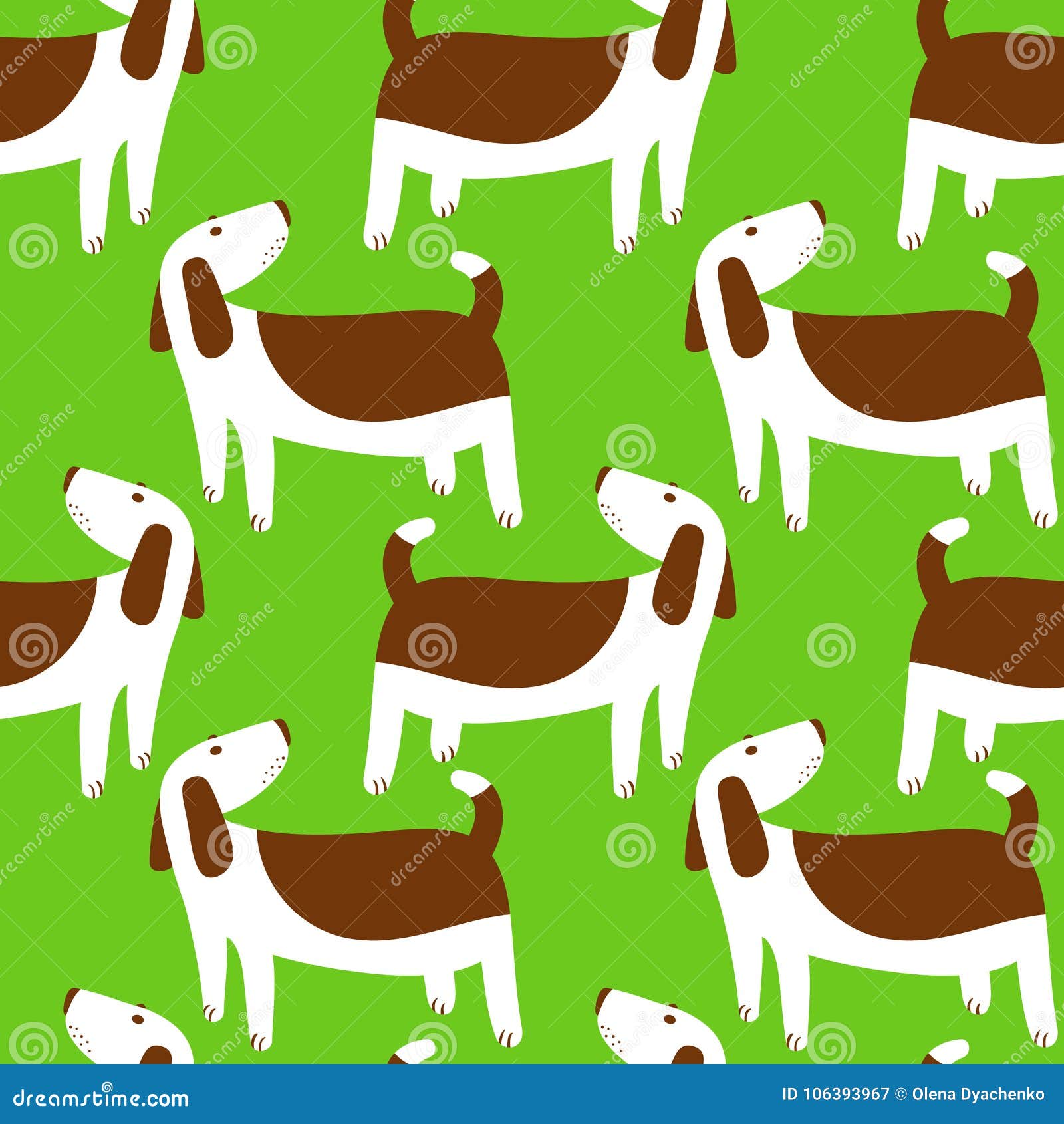 Cute Dogs Seamless Pattern. Background with Pets Character in Do Stock ...
