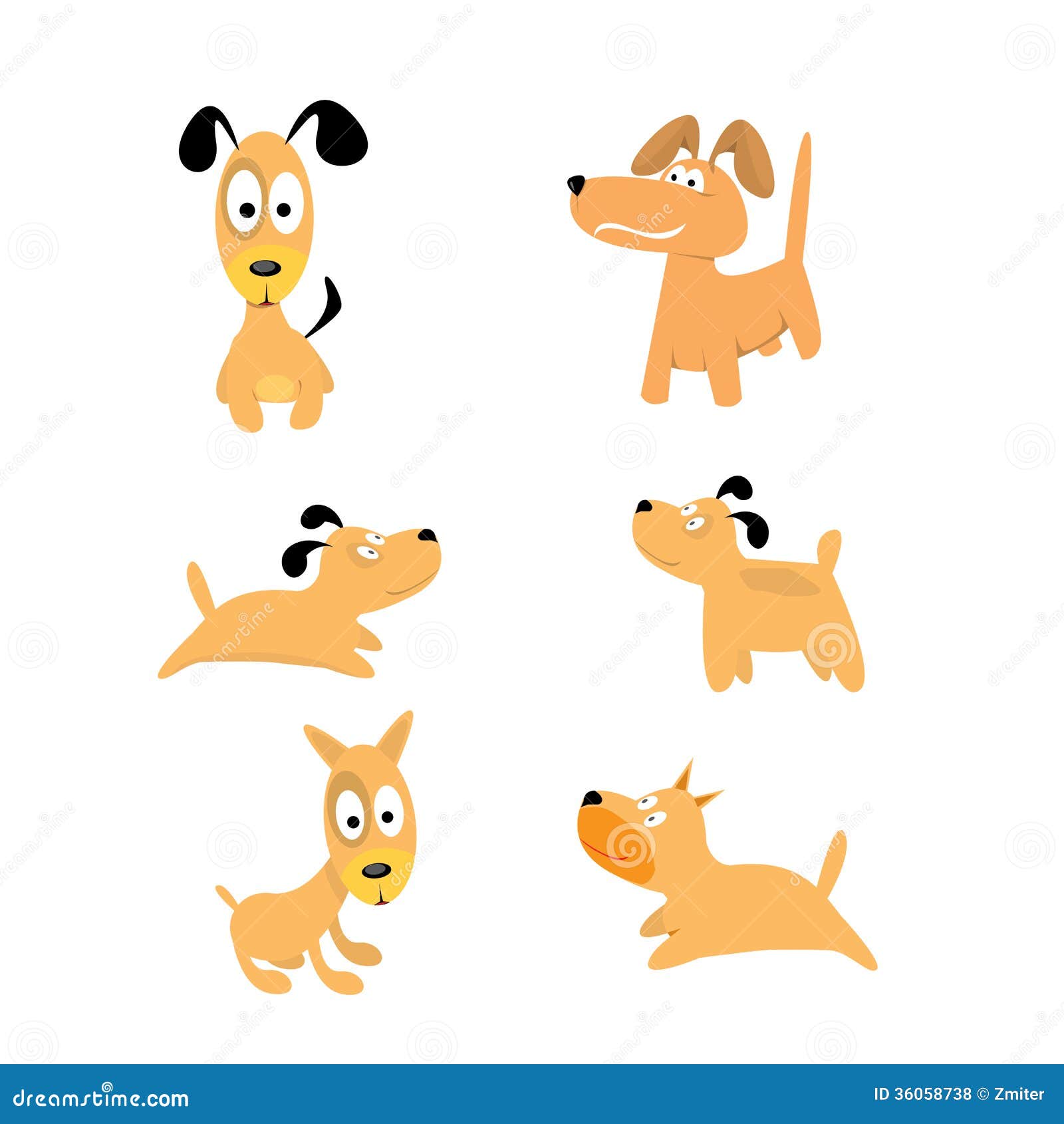 Cute Dogs Set. Vector Collection of Puppies Stock Vector - Illustration ...