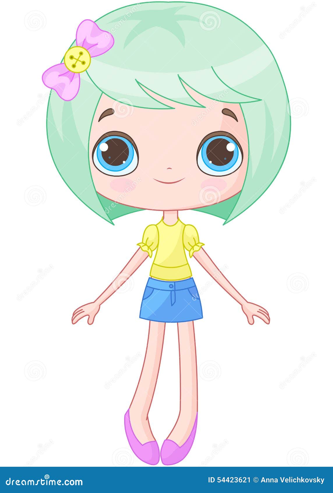 Cute Doll Cartoon Isolated. Girlie Vector Illustration | CartoonDealer ...