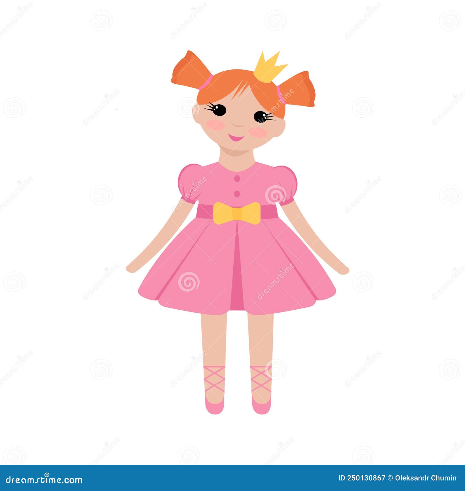 Cute Doll Isolated on White. Stock Vector - Illustration of cartoon ...