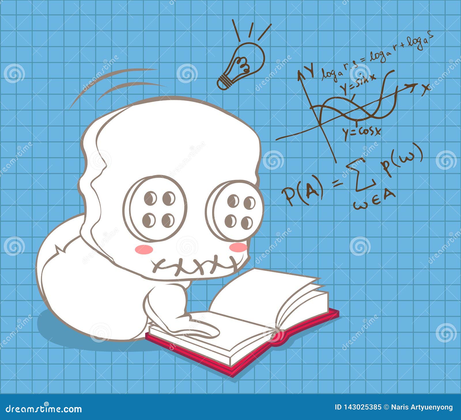 Cute Doll is Learning Mathematics. Stock Vector - Illustration of ...